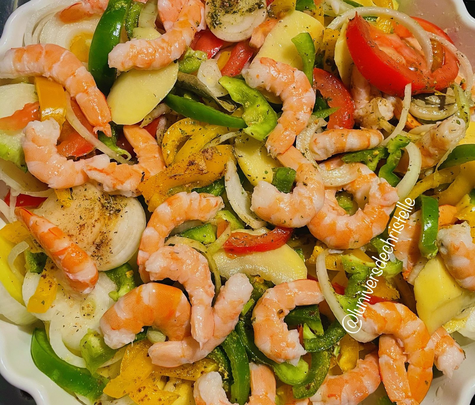 Recette facile d'un enfourné de légumes au thon et crevettes